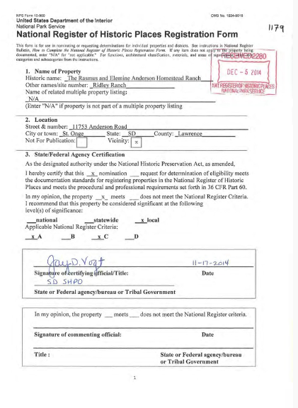 Resource: Anderson, Rasmus and Elemine, Ranch National Register ...