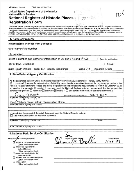 Resource: Pioneer Park Bandshell National Register Nomination - South ...