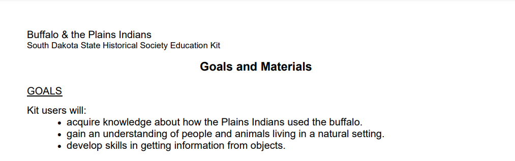 Resource: Buffalo & Plains Indians kit - South Dakota History Hub
